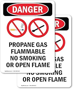 Amazon.com: (2 Pack) Propane Gas Flammable OSHA Danger Sign 7 Inch X 10 ...