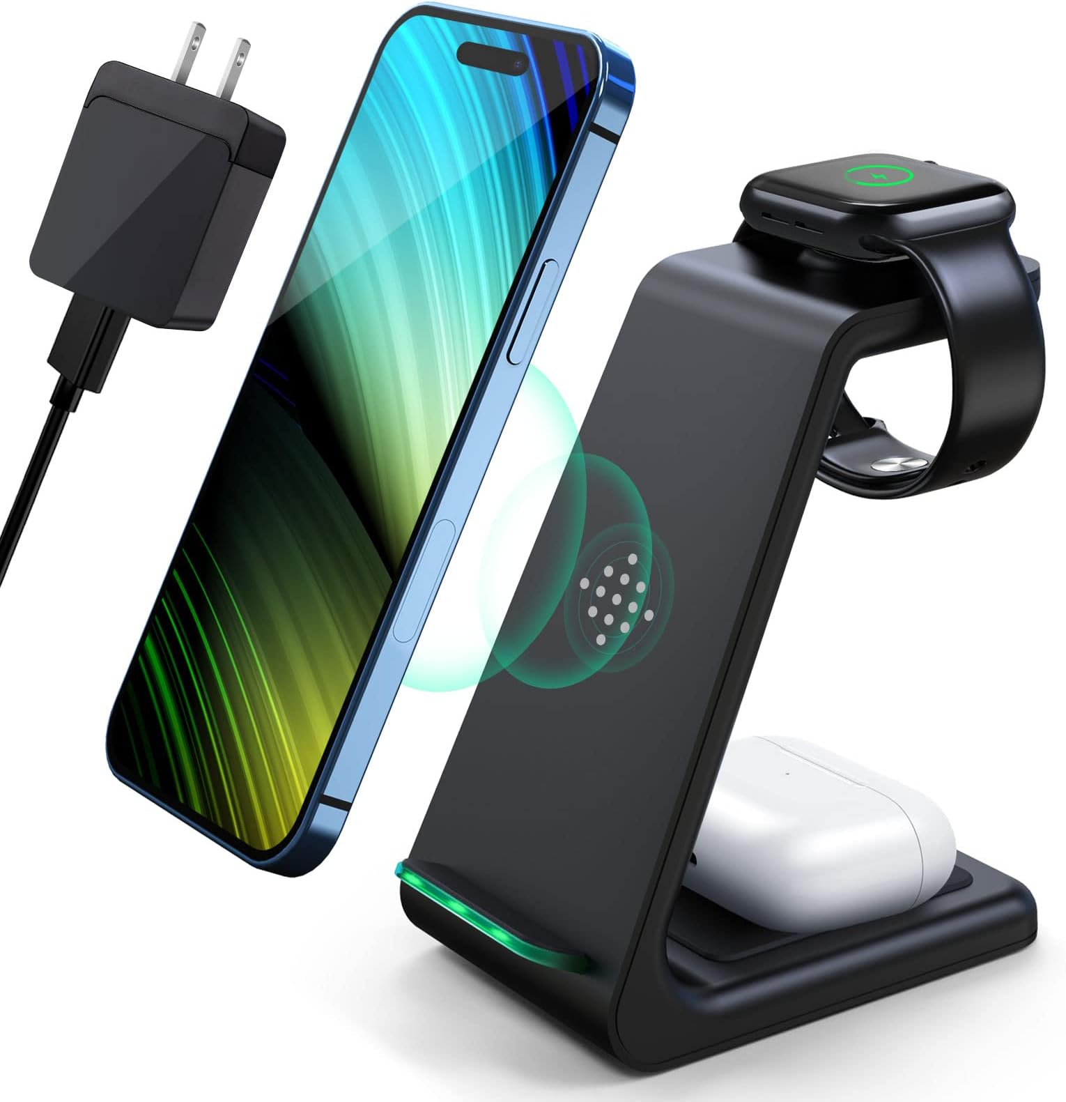 Amazon.com: Wireless Charging Station, 3 in 1 Fast Desk Charging ...