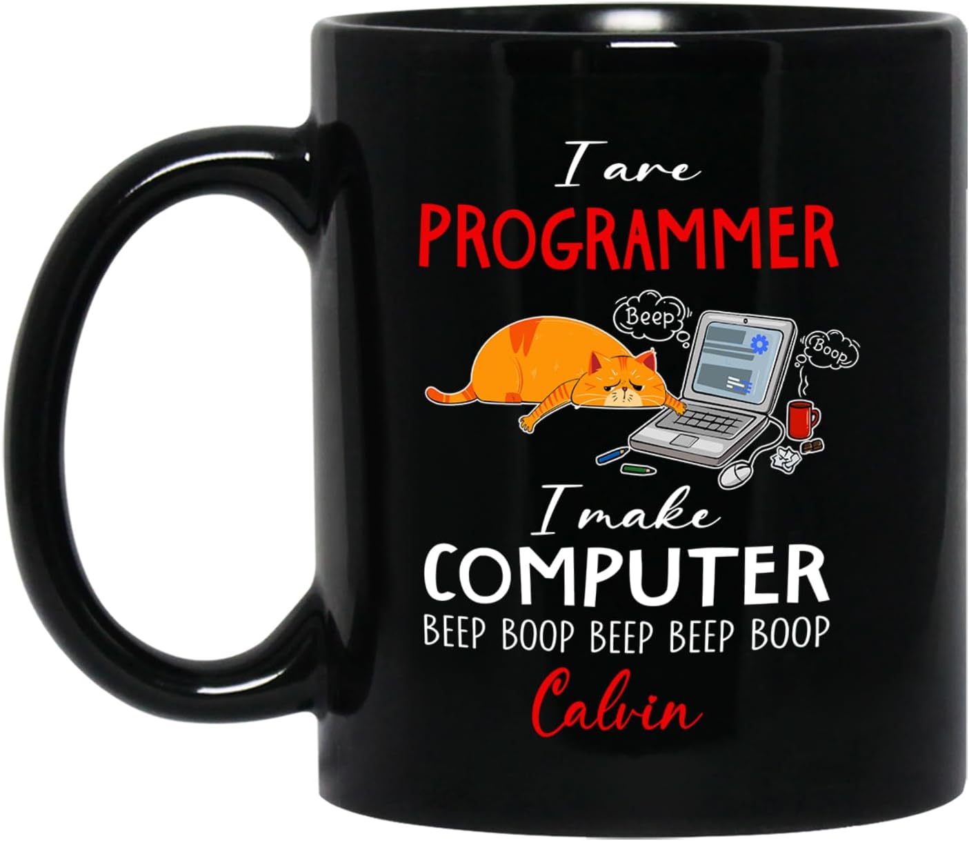 Amazon.com: I Are Programmer I Make Computer Black Ceramic Mug 11Oz ...
