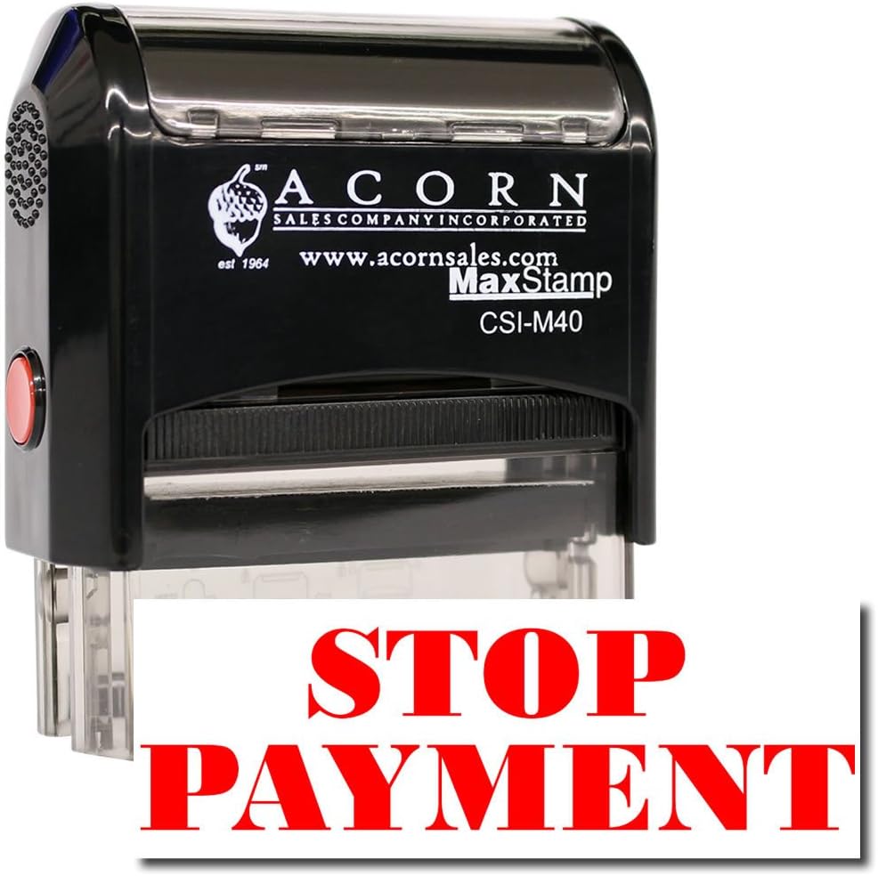 Amazon.com : Banking Stamp Blue Ink Self-Inking Stop Payment Stamp ...