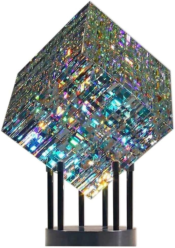 Amazon.com: Handmade Blue Magical Cube Statue Yellow Glass Decoration ...