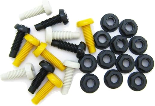 All Trade Direct 12 Pk Mixed Colour Plastic Number Plate Bolts & Nuts ...