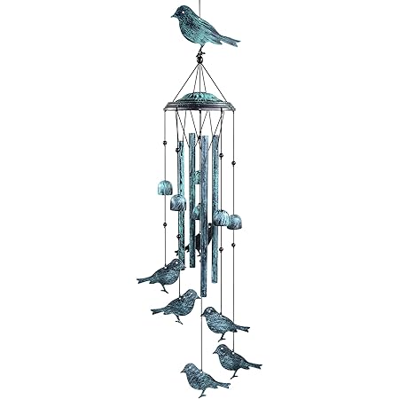 Amazon.com : Gardenvy Bird Nest Wind Chime, Bird Bells Chimes with 12 ...