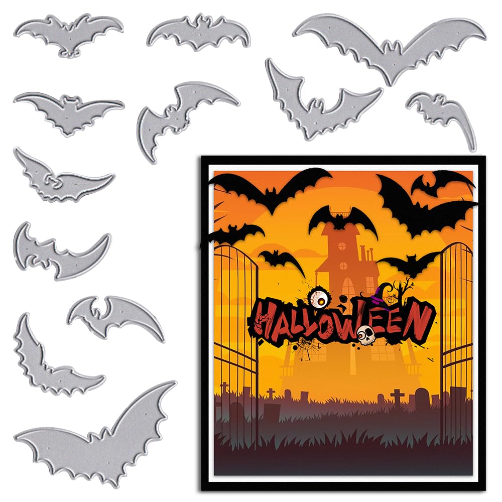 Amazon.com: Hying Halloween Bats Dies for Card Making, Halloween 12 ...