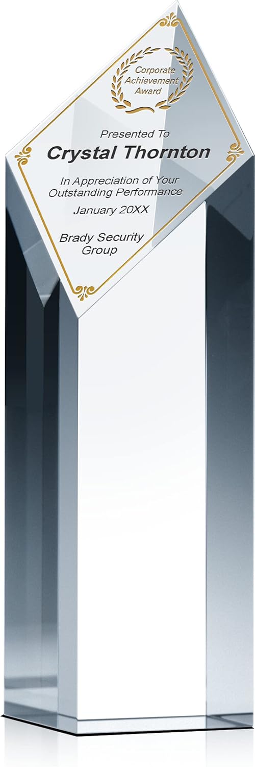 Amazon.com: Custom Engrave Diamond Shaped Crystal Award, Personalized ...