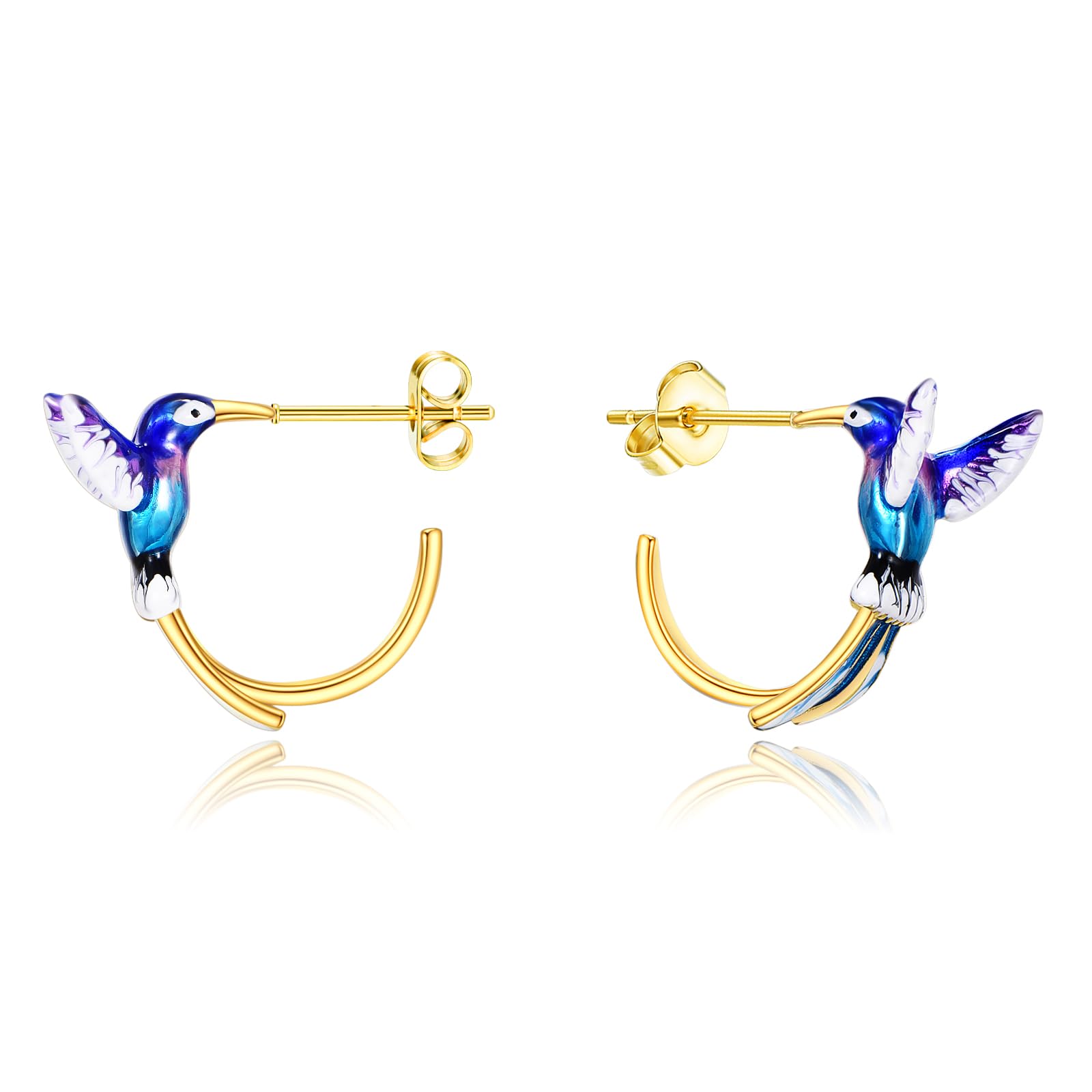 Amazon.com: Hummingbird Earrings Sterling Silver Hummingbird Huggie ...