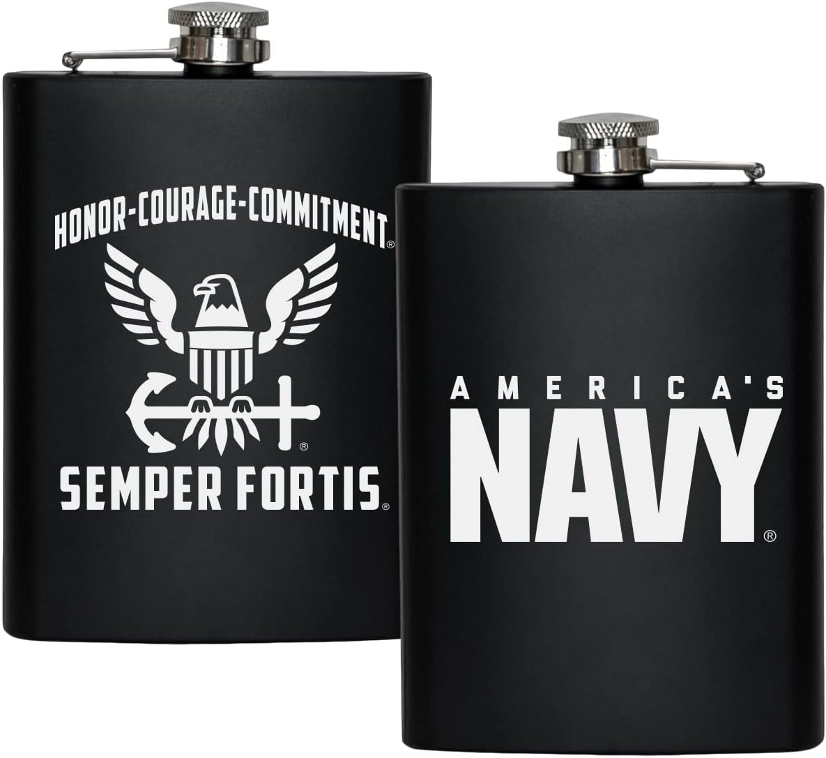 Amazon.com | NAVY 8 oz Flask | Stainless Steel Hip Flask for Liquor ...