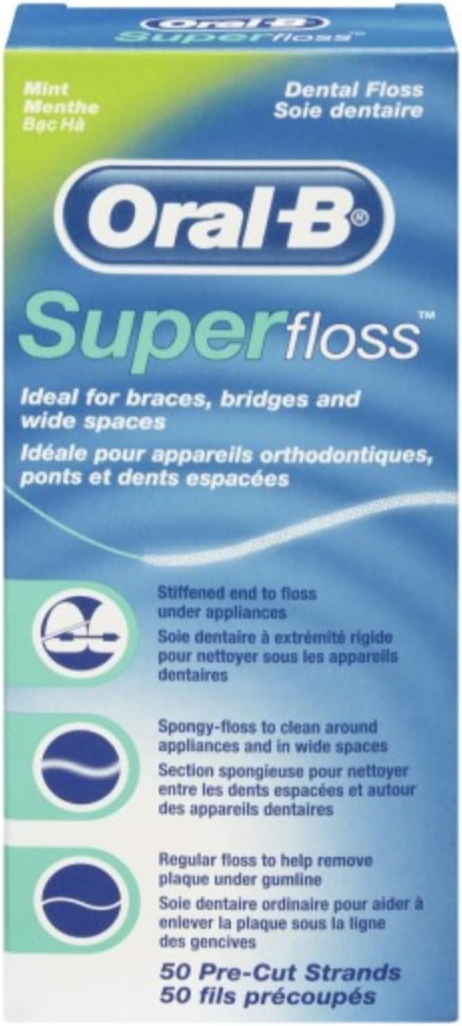 Amazon.com: Oral-B Super Floss Mint Dental Floss for Braces Bridges ...