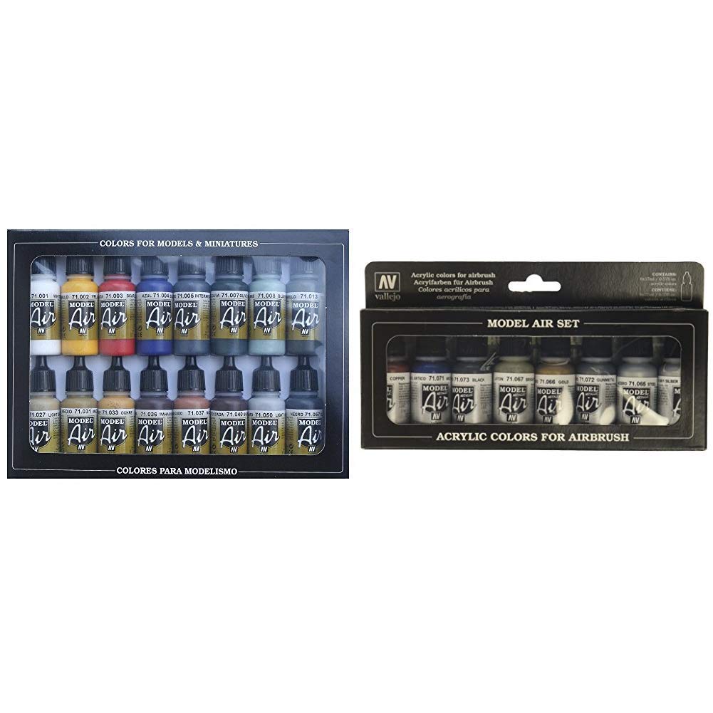 Vallejo Model Air Basic Colors Acrylic Paint Set for Air Brush ...
