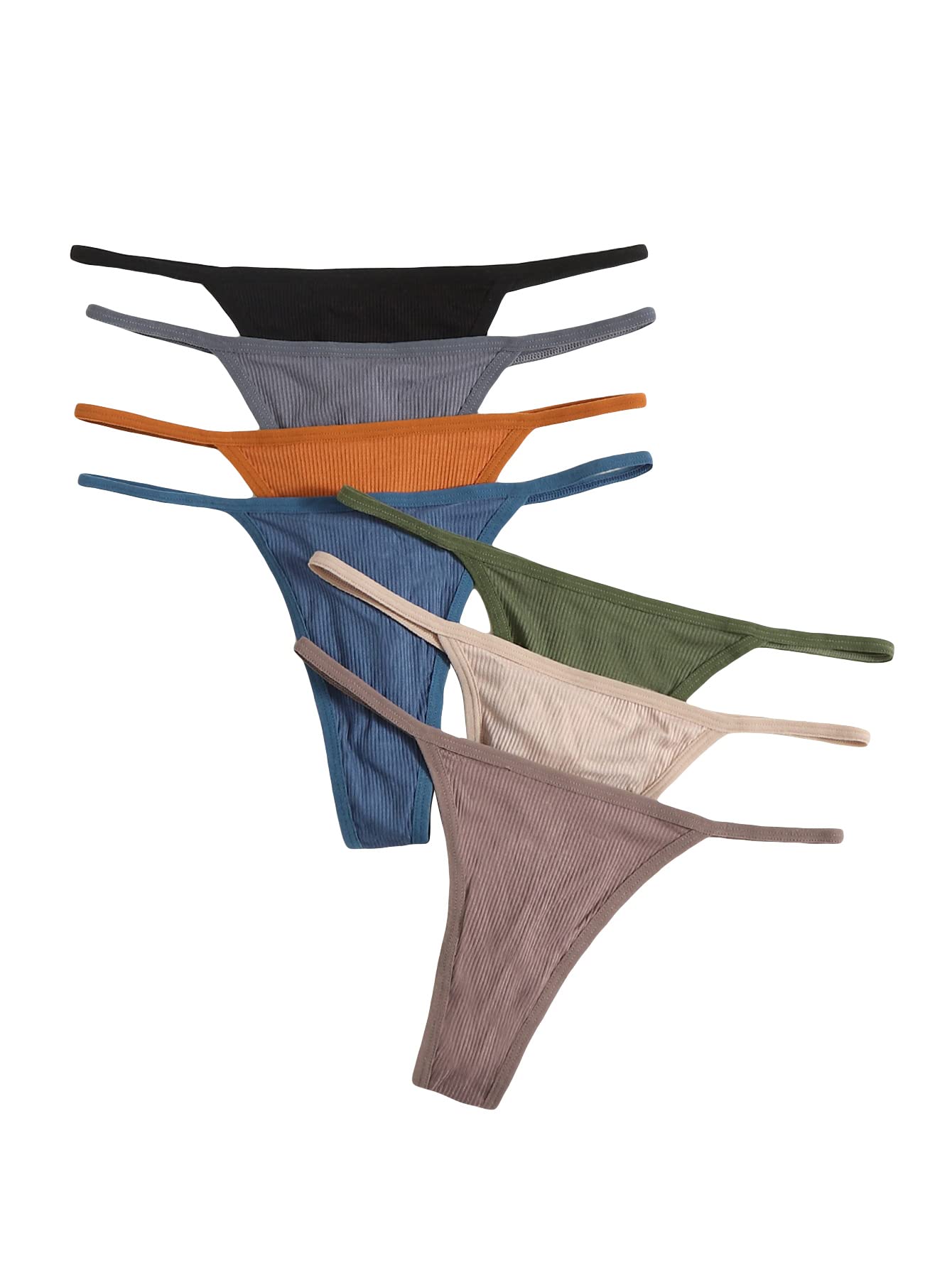 SHENHE Women's 7 Piece Ribbed Underwear Panties T Back Low Rise G ...