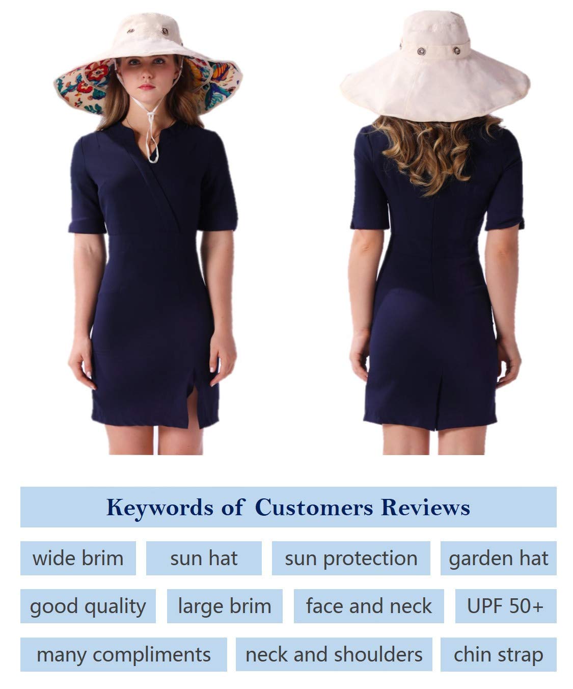 Snapklik.com : Packable Extra Large Brim Floppy Sun Hat Reversible UPF ...