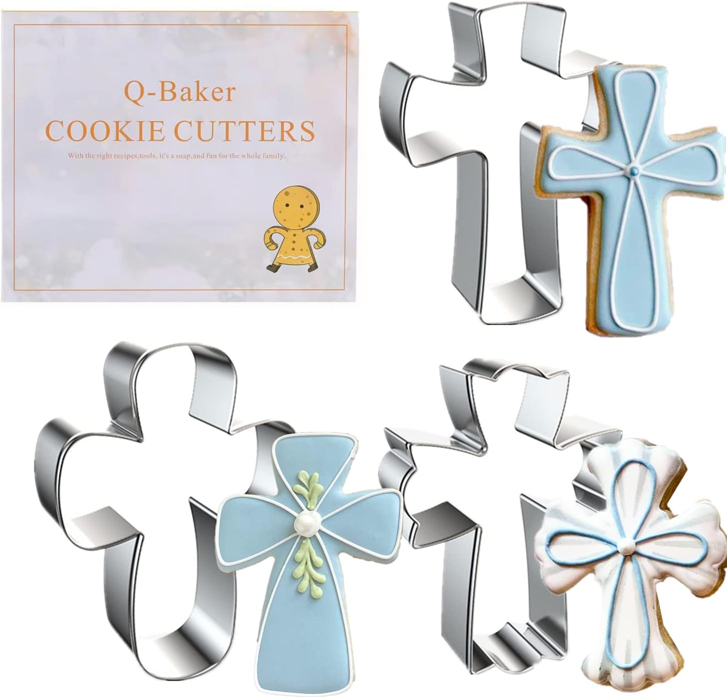 Amazon.com: Cross Cookie Cutters,3 Pieces Simple Cross Shapes Cutters ...