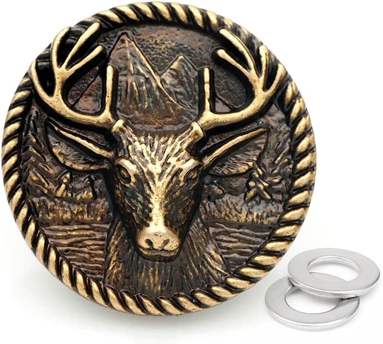 Amazon.com: CRAFTMEMORE 2pcs 1-3/8 Inches Deer Moose Coin Concho Screw ...
