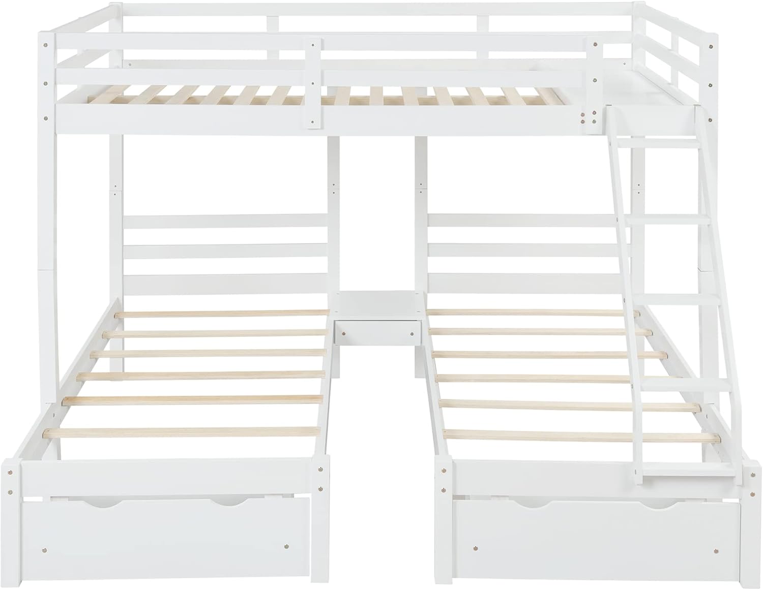 GLORHOME Litera triple en forma de L de madera individual sobre ...