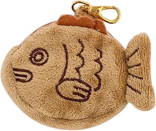 Amazon.com: 1Pc Brown Cute Plush Coin Purse Keychain, Mini Wrist Purse ...