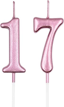 Amazon.com: 17th & 71st Birthday Candles, Rose Gold Number 17 71 Candle ...