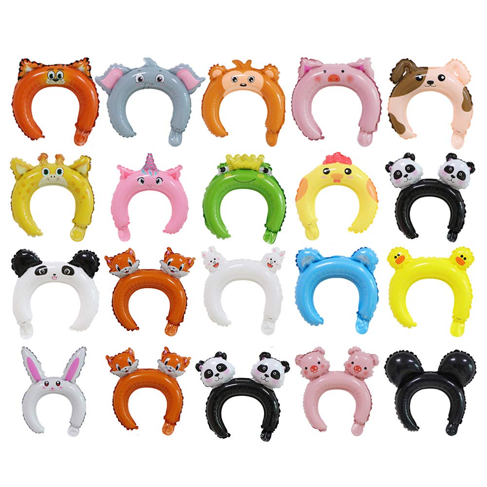 Amazon.com: Beauy Girl 50pcs Zoo Animal Inflatable Headbands Wildlife ...