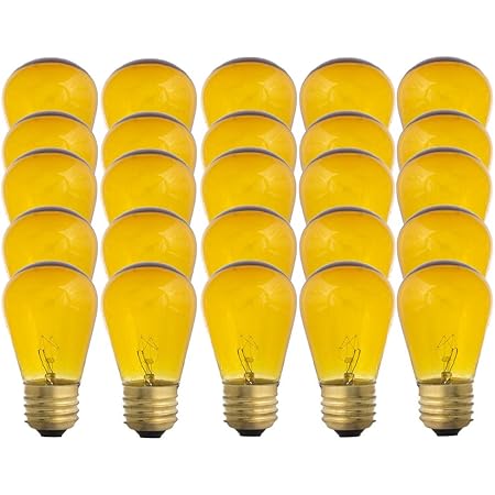 Yellow S14-11w Bulb - Patio String Light Replacement Bulb - 25 Bulbs ...