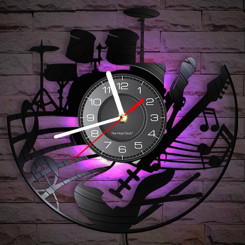 Amazon.com: Timethink 12'' Guitar And Drum Kit LED Vinyl Record Wall ...