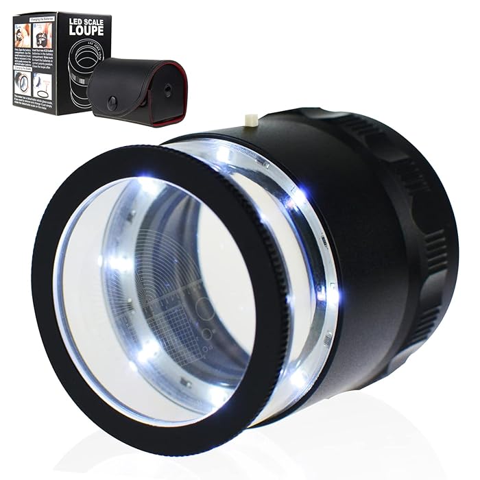 Buy 10x Magnification 8 LED Light Glass Scale Chart Jewelers Eye Loupe ...