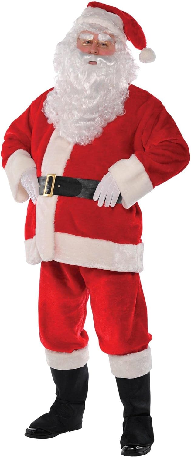 Amazon.com: Amscan Deluxe Plush Santa Suit Set - Ultimate Comfort ...