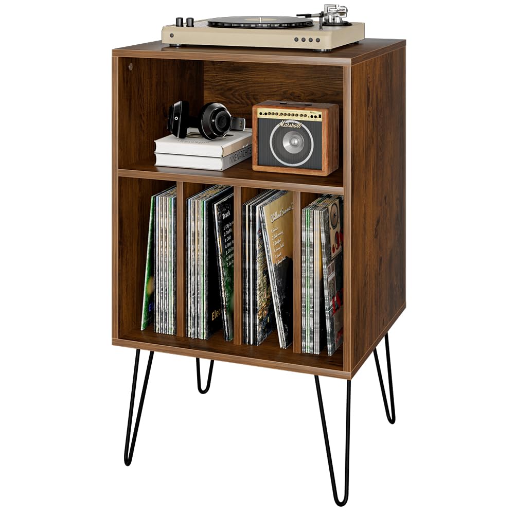 NUMENN 2 Tier End Table, Record Player Stand, Vinyl Record Storage ...