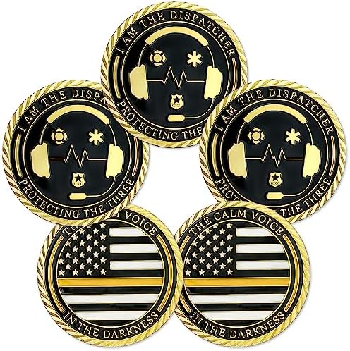 Amazon.com : Thin Gold Line Challenge Coins Bulk Pack of 5 Emergency ...