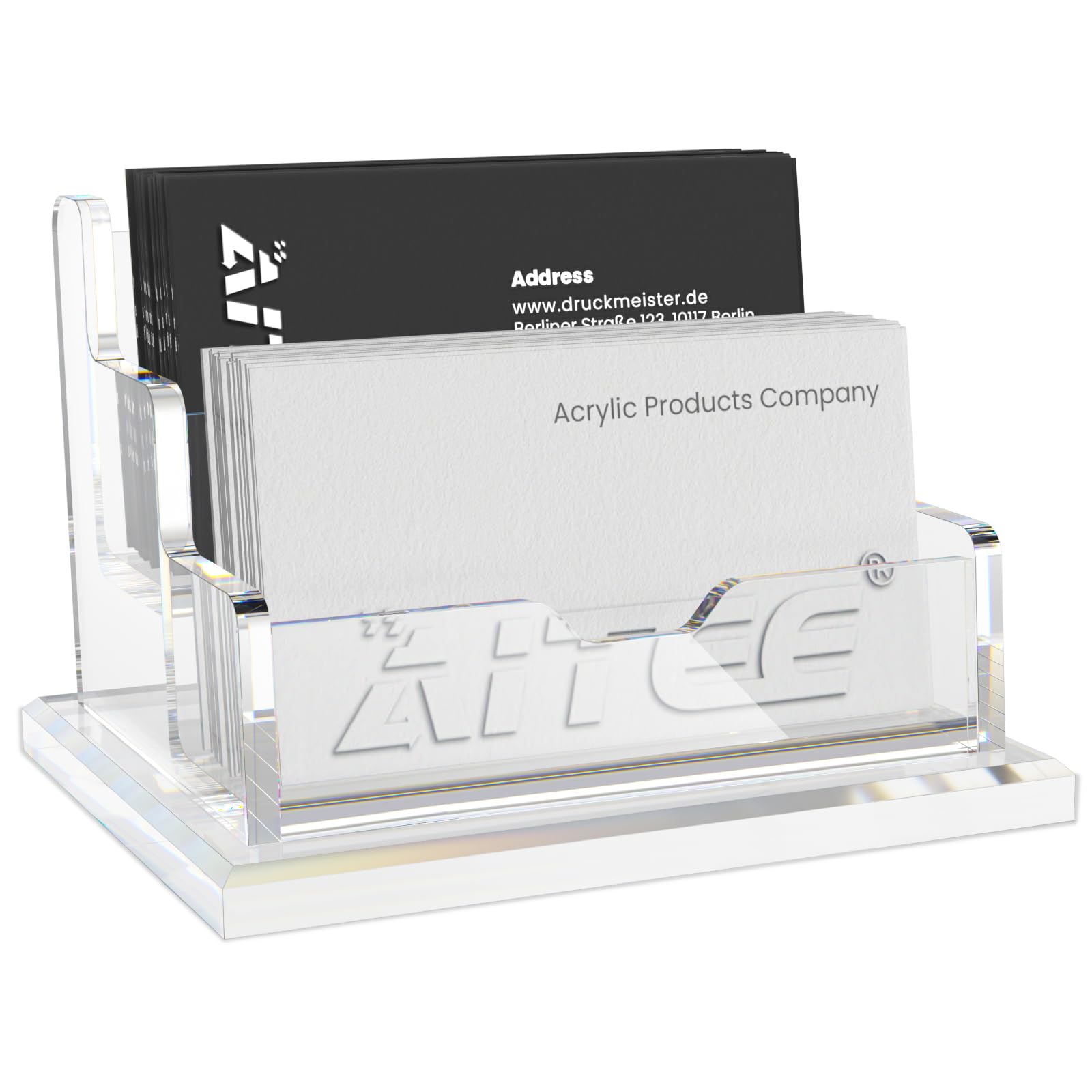 AITEE Business Card Holder for Desk: Clear Acrylic 2 Slot 2 Tier Card ...