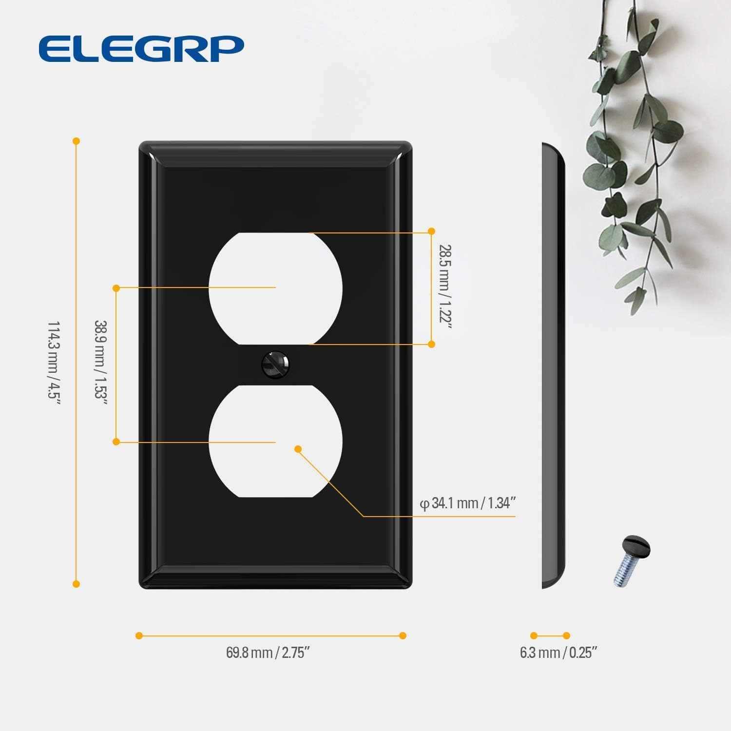 Snapklik.com : ELEGRP Duplex Receptacle Outlet Covers, 1-Gang Standard ...