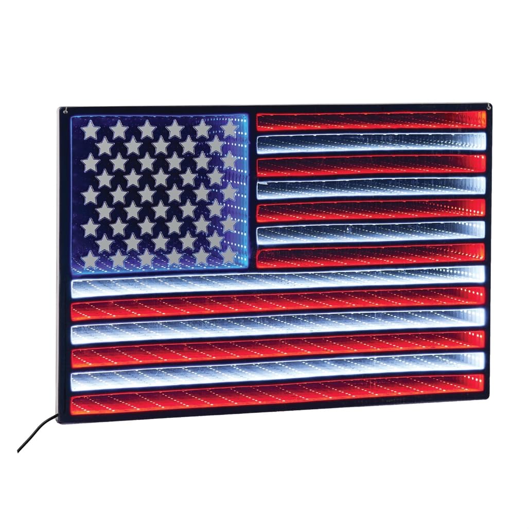 Melrose International 23" x 15.5" Hanging American Flag Infinity Light ...
