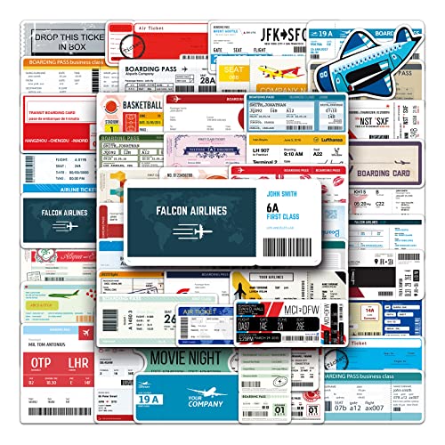 Airline Ticket Sticker Pack of 52 Boarding Pass Stickers Air - Want It All