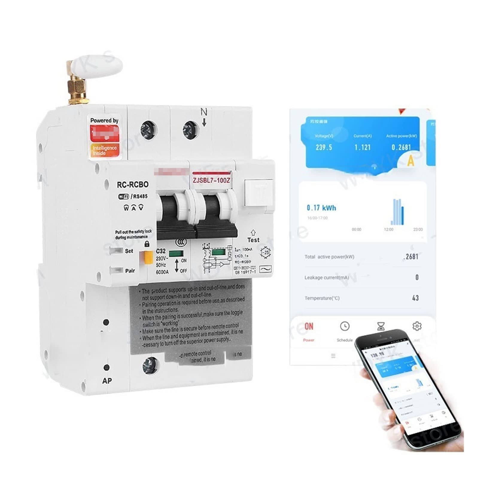 Buy GIXAA Smart Energy Meter Kit, 100A 2P Single phase Tuya Din rail ...