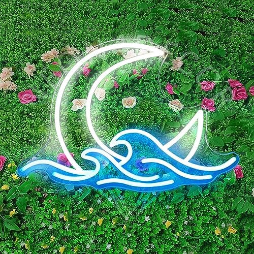 Dimmable Moon Wave Neon Sign Sun Moon Neon Moonrise Ocean Wave LED Wall ...