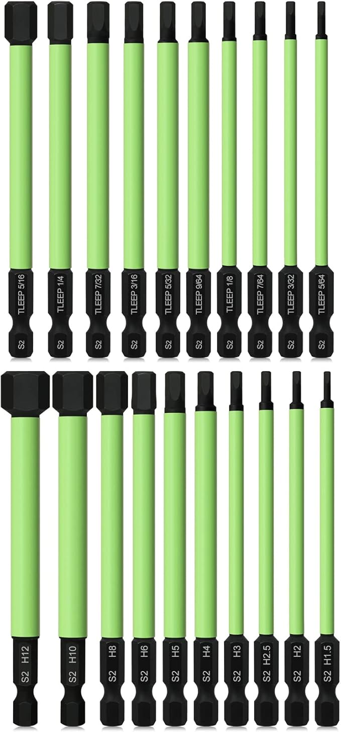 TLEEP 20 x 1/4" 100MM Long Allen Wrench Drill Bits, 5/64" to 5/16" & 1 ...