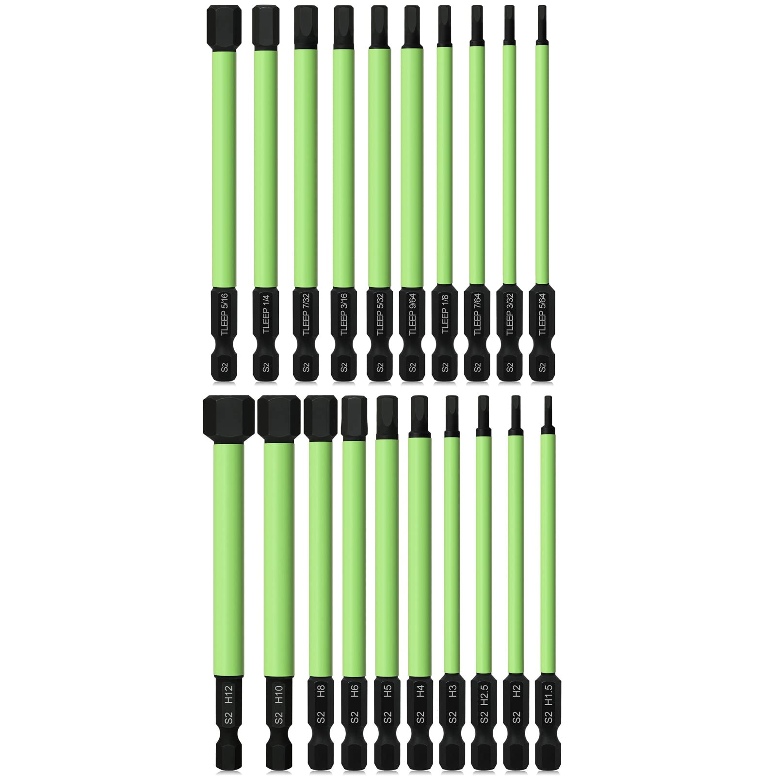 TLEEP 20 x 1/4" 100MM Long Allen Wrench Drill Bits, SAE & Metric, Hex ...