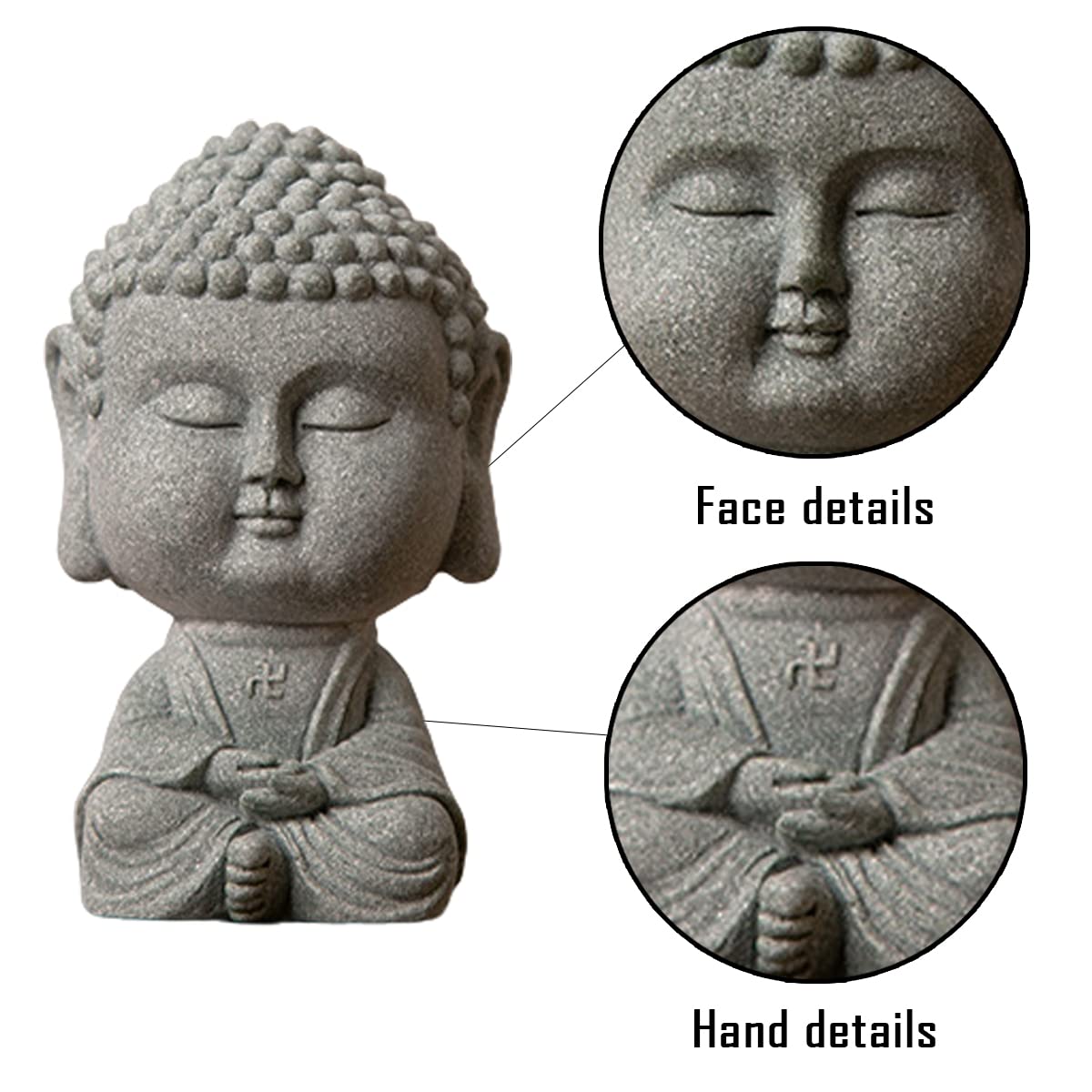 livelyfish Buddha Fish Tank Decorations Aquarium Sandstone Buddah ...