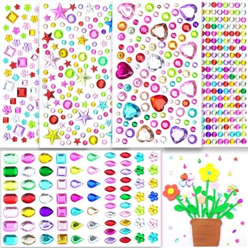 Amazon.com: 475pcs Rhinestones Gems Stickers for Crafting, Self ...