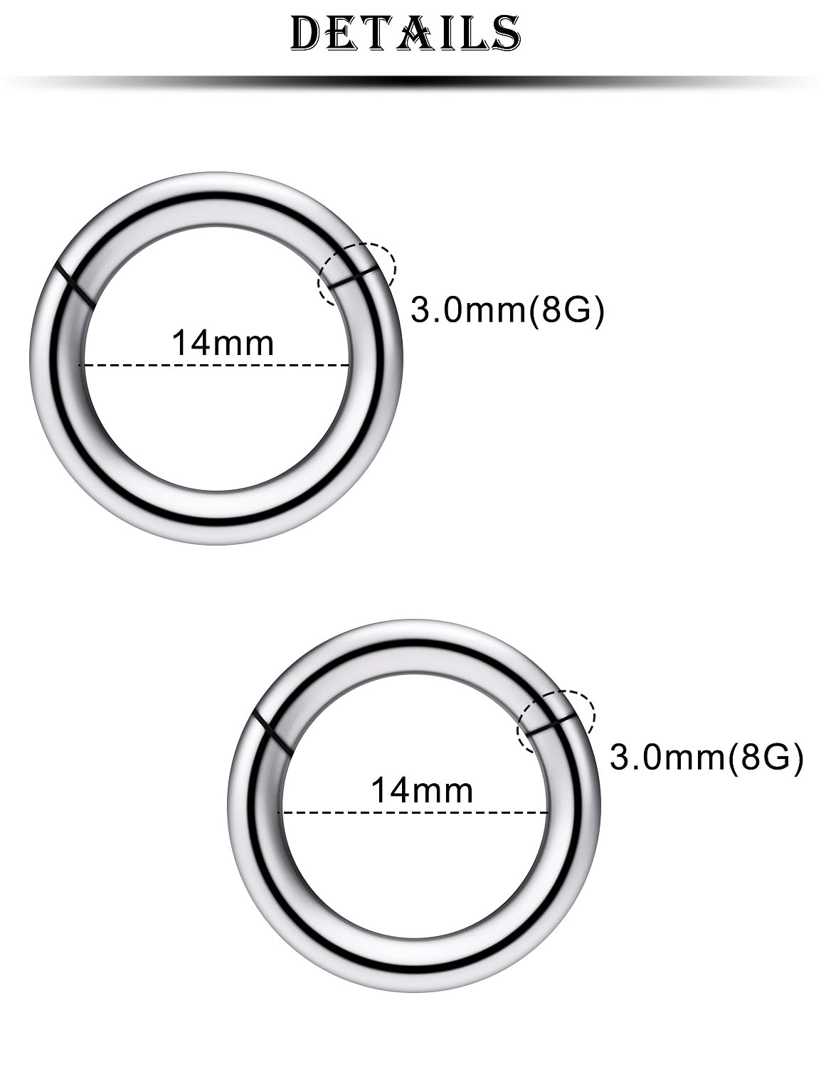 Snapklik.com : 6G Titanium Hinged Septum Ring Gauges Plug Tunnel Hoop ...