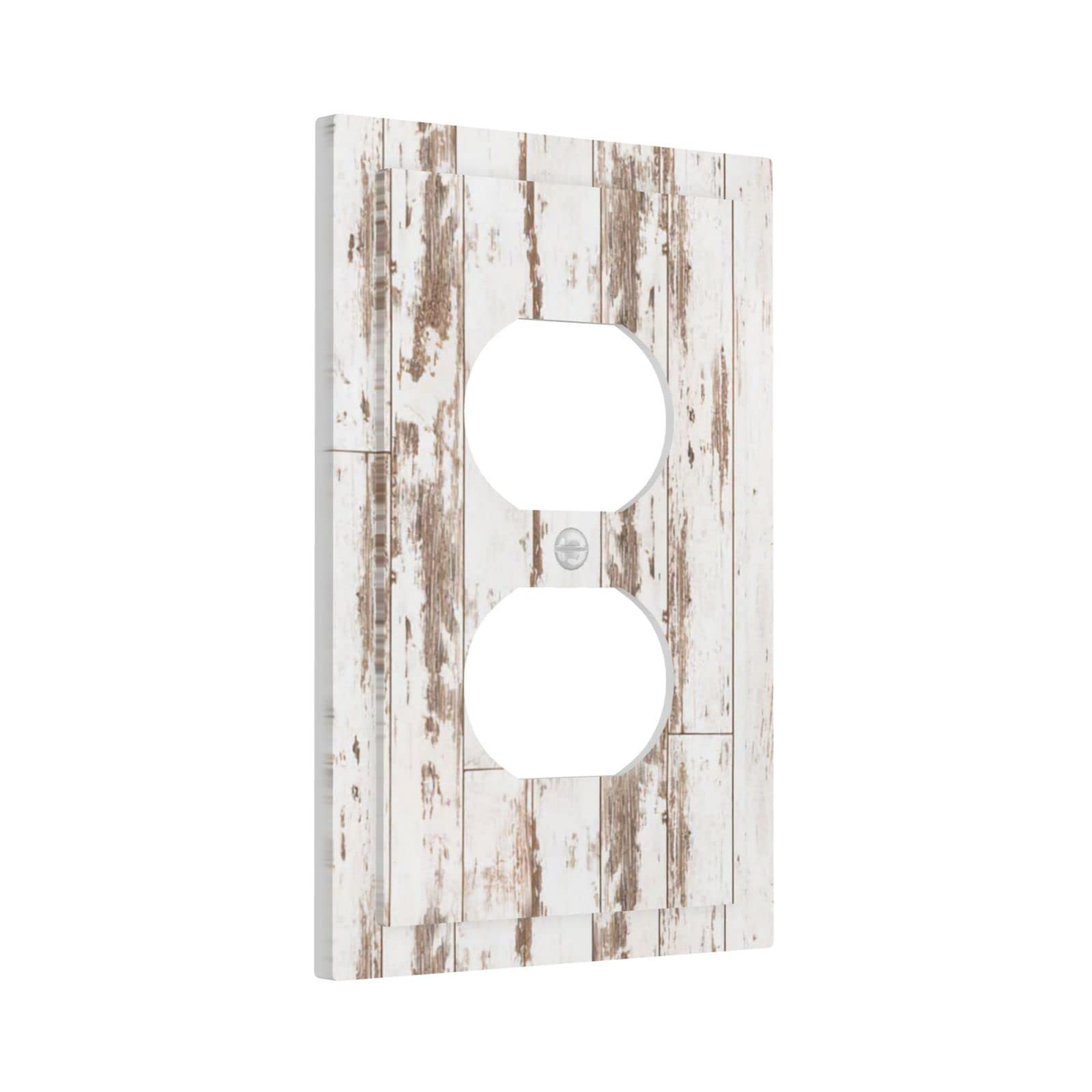 Rustic Country White Brown Wood 1 Gang Outlet Covers Duplex Receptacle ...