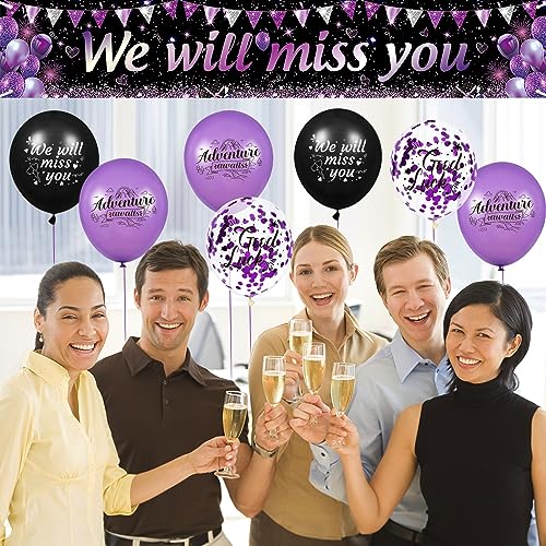 RUMIA Purple We Will Miss You Party Decorations Purple Black 18Pcs Good ...