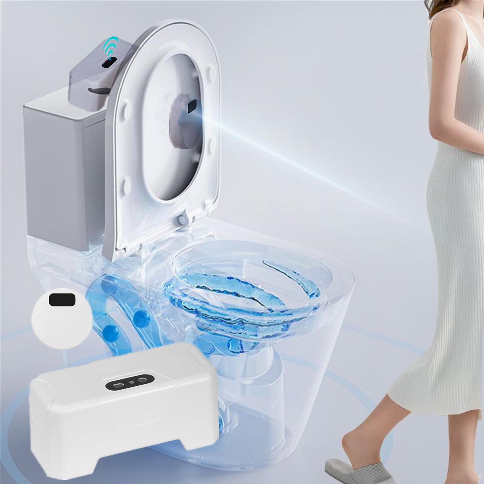 Automatic Toilet Flusher, 2023 Upgraded Touchless Toilet Flush Kit, Hands Free External Infrared ...