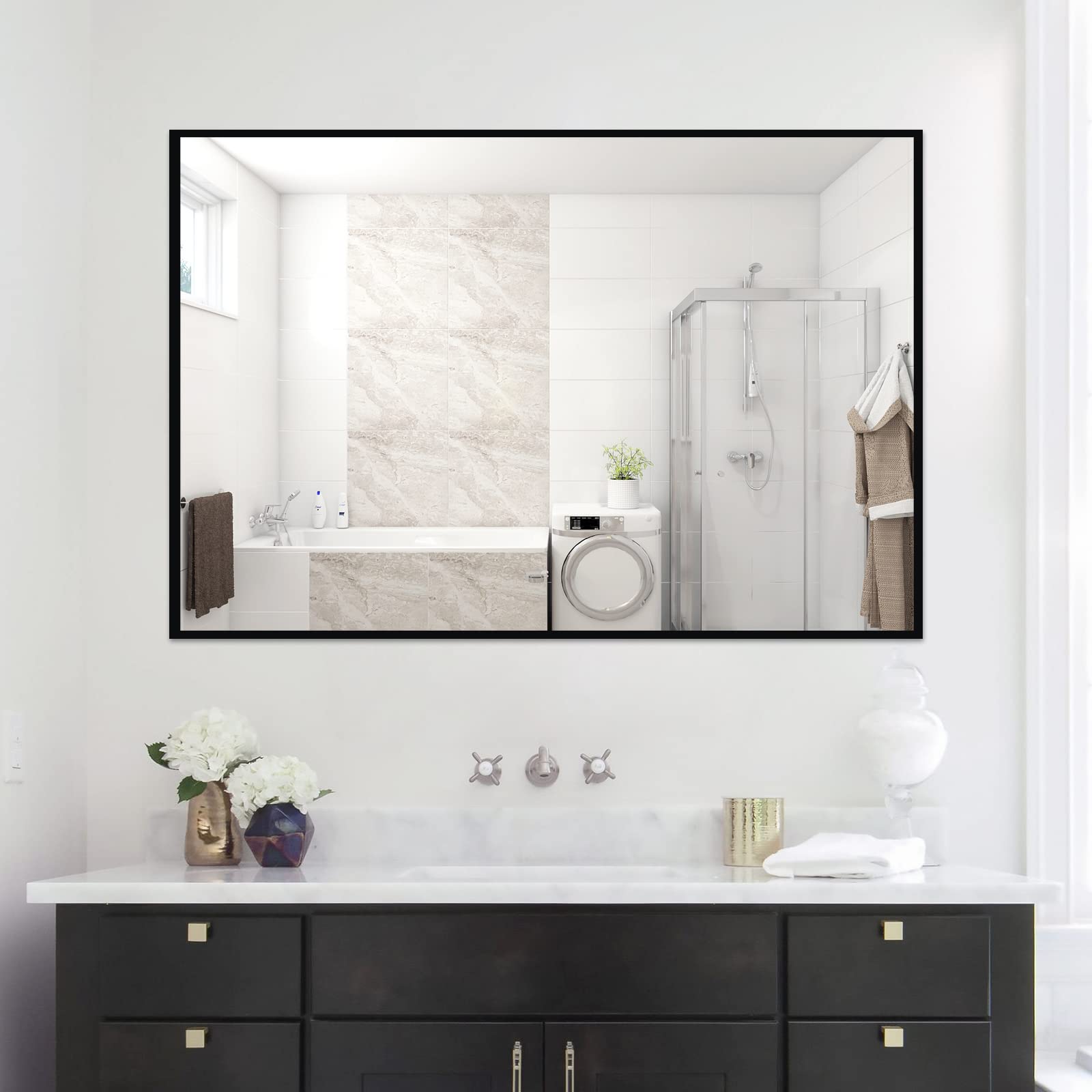 Amazon.com: SILD 40 X 30 Inch Rectangular Wall Mirror,Black Aluminum ...