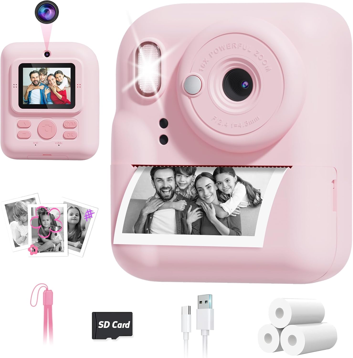 Nevanah Kids Camera Instant Print for Girls Boys, Dual-Lens 1080P ...