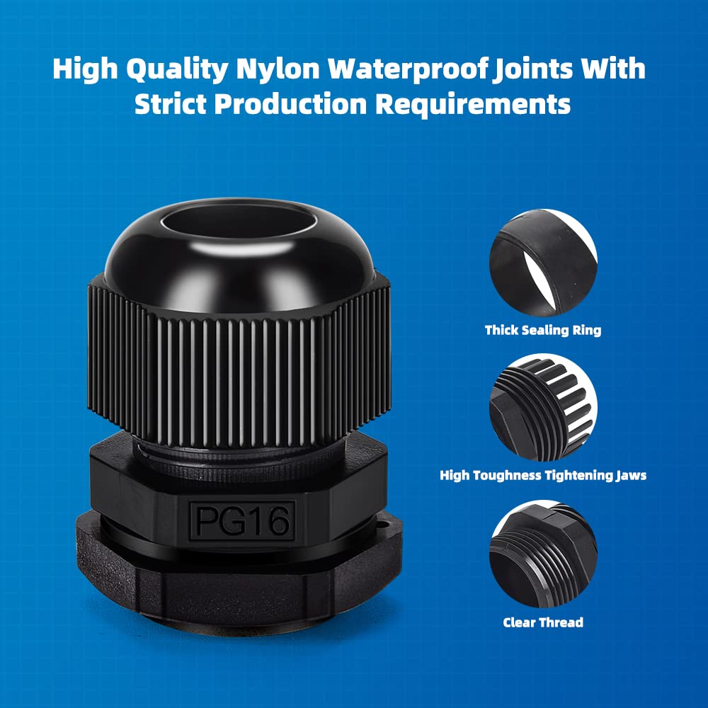 Snapklik.com : CGELE Cable Gland 20 Pack Plastic Waterproof Adjustable ...