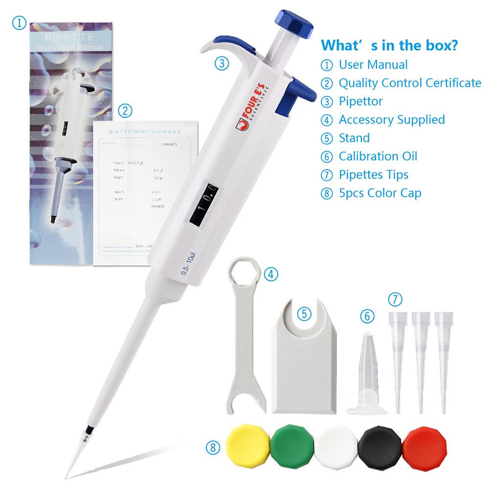 Snapklik.com : FOUR ES SCIENTIFIC 0.5 uL - 10 uL High-Accurate Single ...