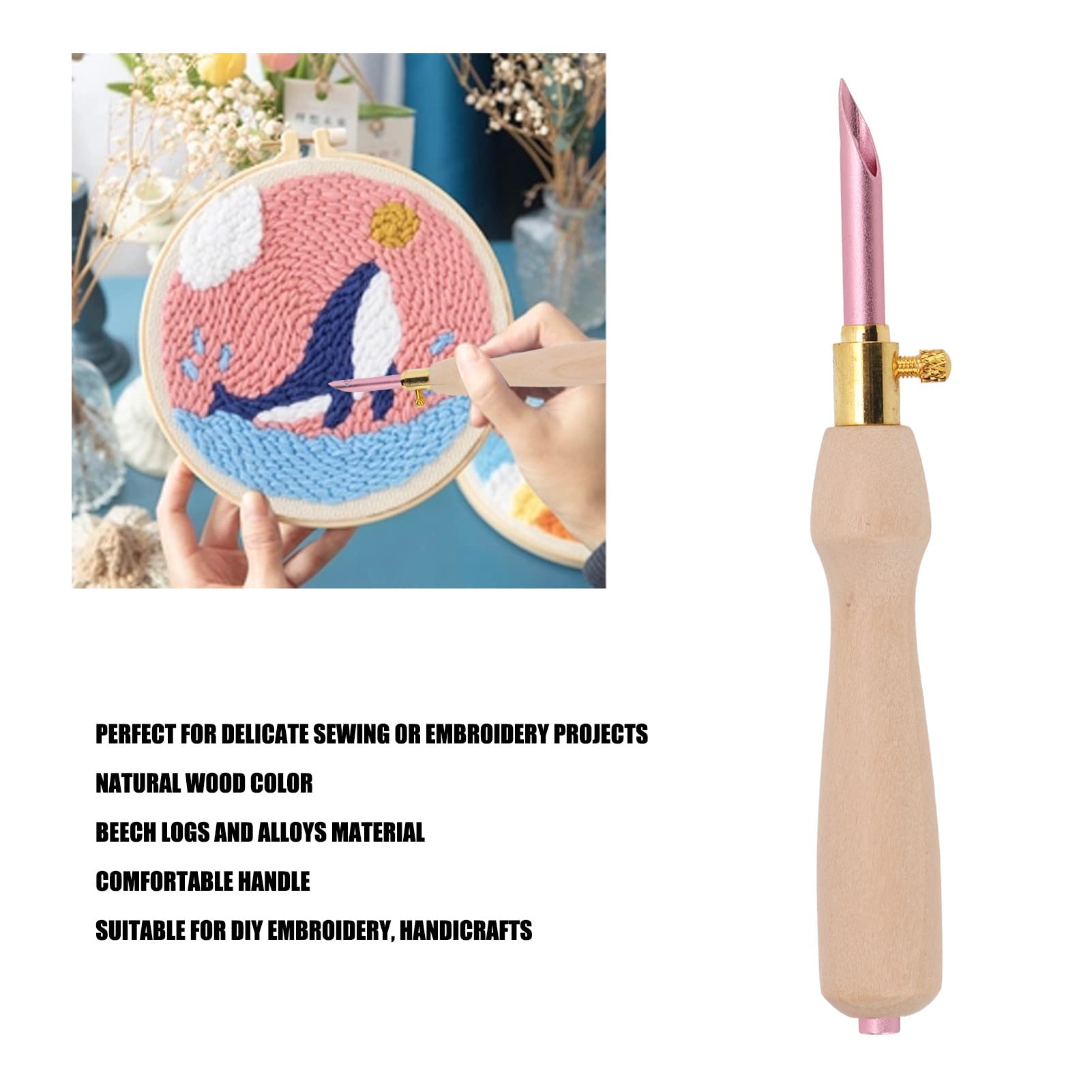Punch Needle Kit, Wooden Handle Embroidery Pen, Easy Interchangeable ...