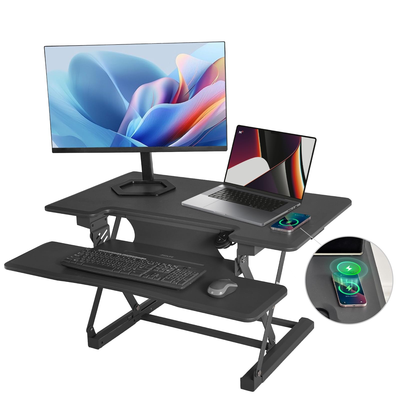 Amazon.com: Redlife Electric Standing Desk Converter, Sit Stand Desk ...