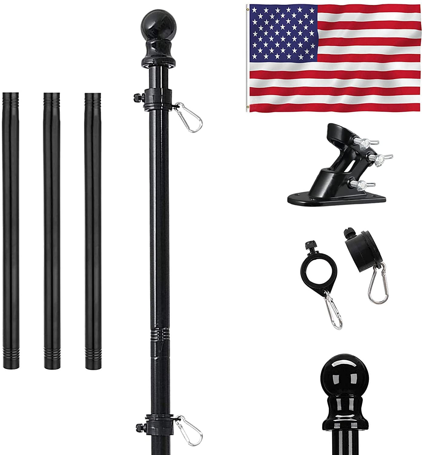 American flag with pole,Flag poles kit for 3 x 5 Flags Holder,Including ...