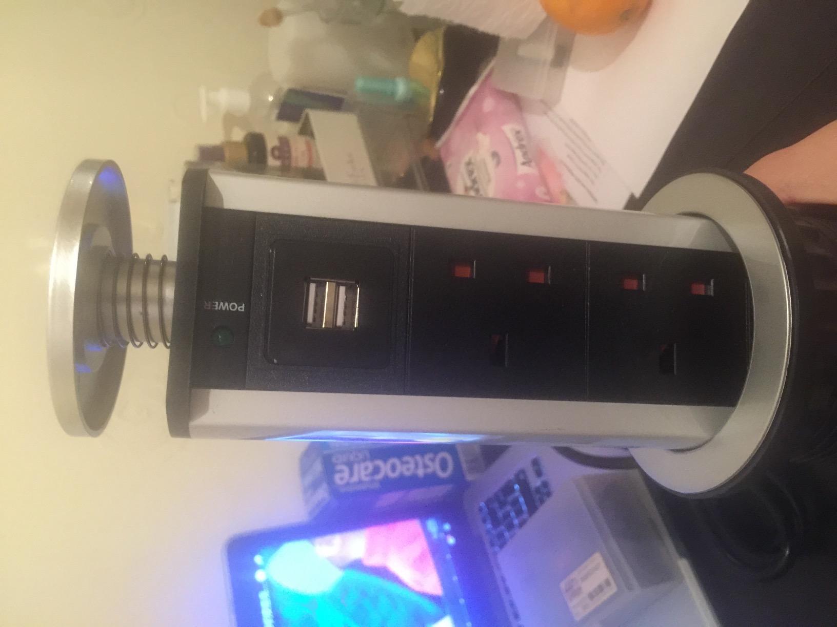 Pop Up Power Sockets with USB Ports Kitchen Worktops Desktop - 3 Way ...