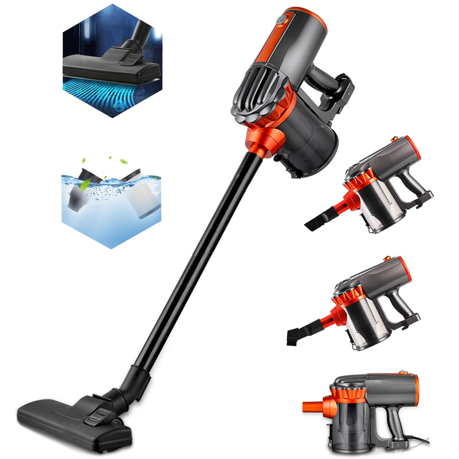 18000Pa Handheld Vacuum Cleaner, Home Stick Vacuum Cleaner Corded ...